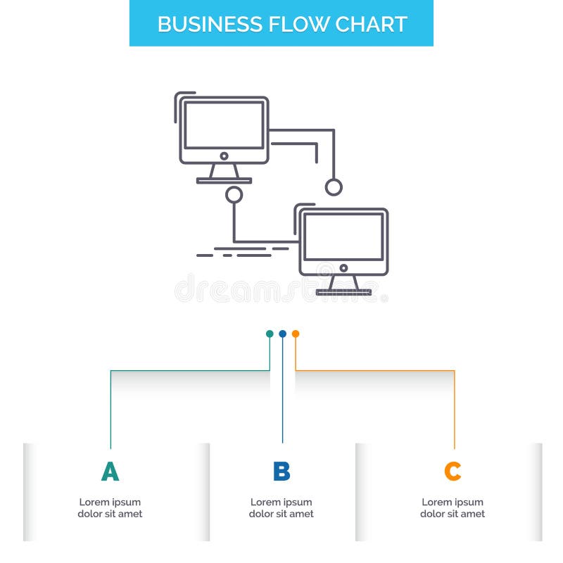 Local, Lan, Connection, Sync, Computer Business Flow Chart Design with ...