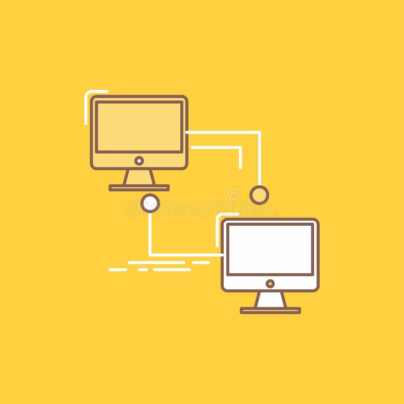 Local, Lan, Connection, Sync, Computer Flat Line Filled Icon. Beautiful ...