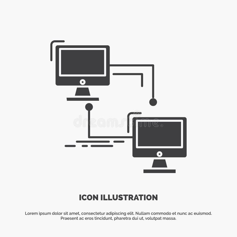 Local Lan Connection Sync Computer Icon Glyph Vector Gray Symbol For Ui And Ux Website Or