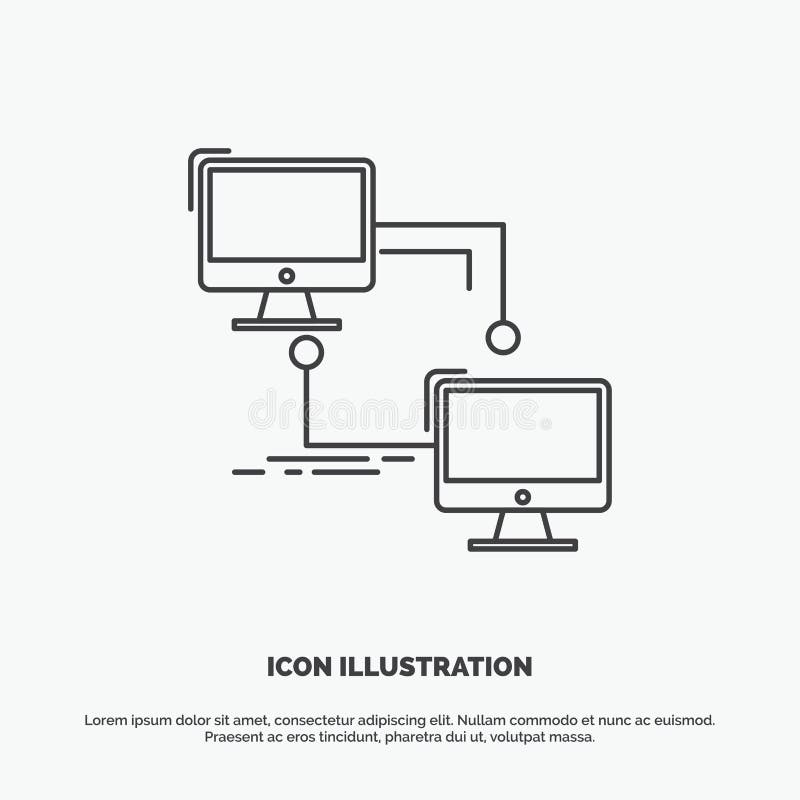 Local Lan Connection Sync Computer Icon Line Vector Gray Symbol For Ui And Ux Website Or