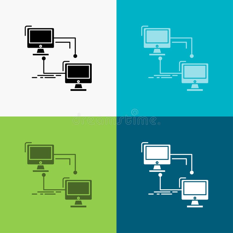 Local, Lan, Connection, Sync, Computer Icon Over Various Background ...