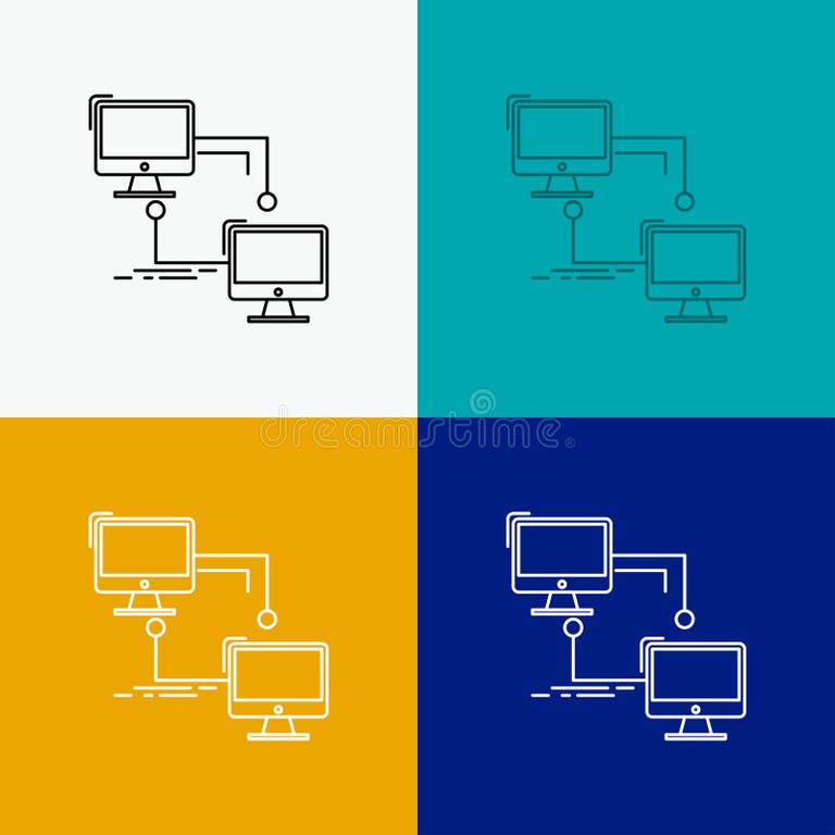 Local, Lan, Connection, Sync, Computer Icon Over Various Background ...