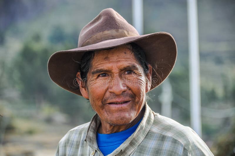 Local Man with Hat in the Colca Canyon, Peru Editorial Stock Image ...