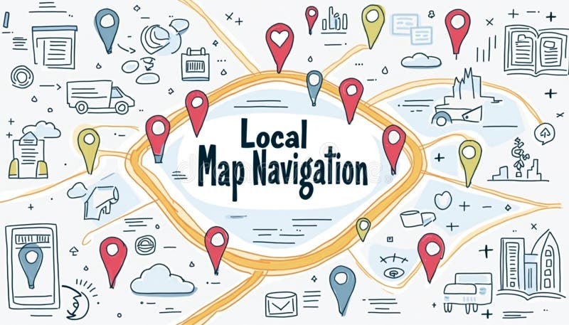 Local Map Navigation Doodle Concept Stock Illustration - Illustration ...