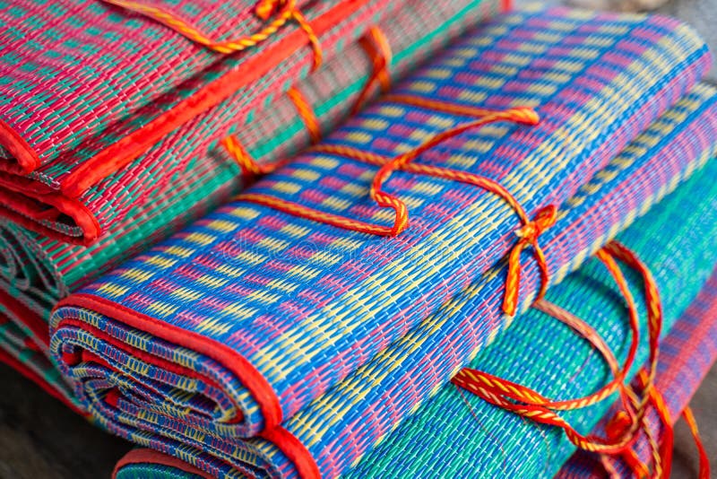Local Mat Handcraft Thai Style Stock Photo - Image of green, weave ...