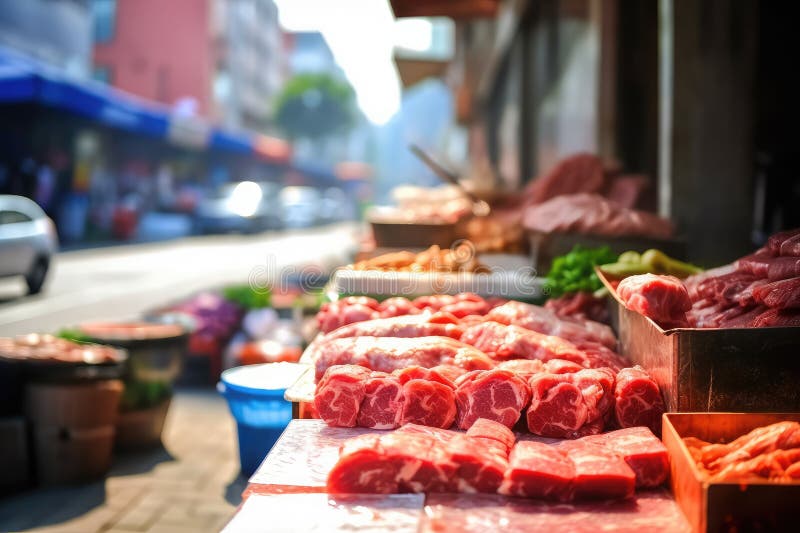 Local Meat Market on Street. AI Generated Stock Illustration ...