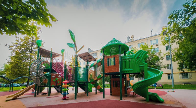 Local Playground Facilities Stock Image - Image of playground, slides ...