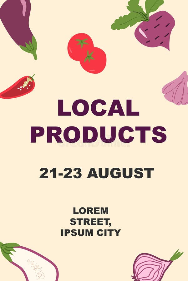 Local Products Showcase Event with Fresh Vegetables Illustration Stock ...