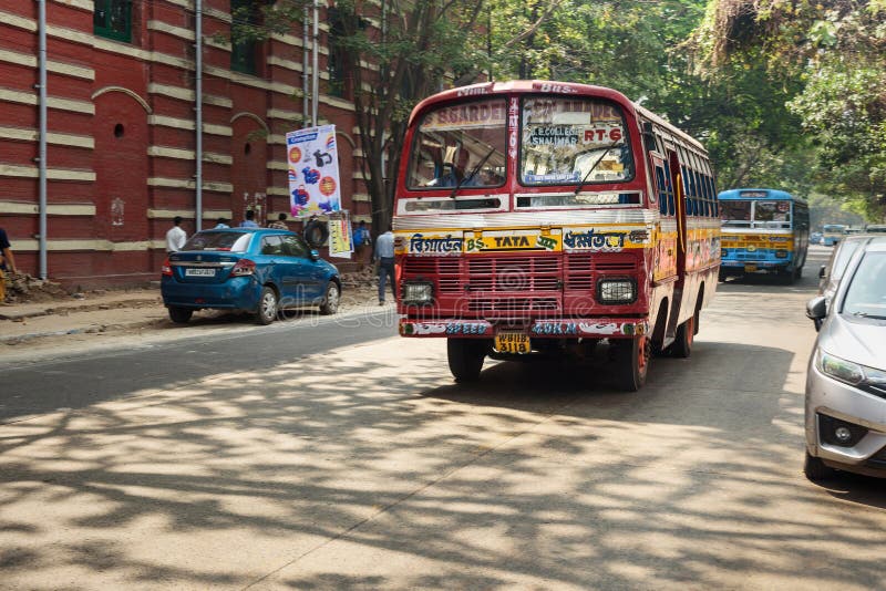 Local Public Bus on Road in Kolkata. India Editorial Stock Photo ...