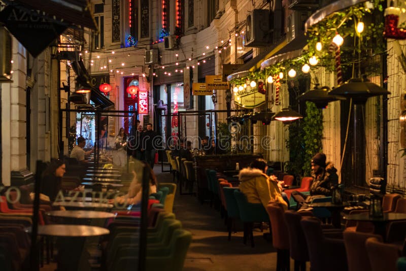 Local Restaurants in the Downtown of Bucharest, Romania, 2020 Editorial ...