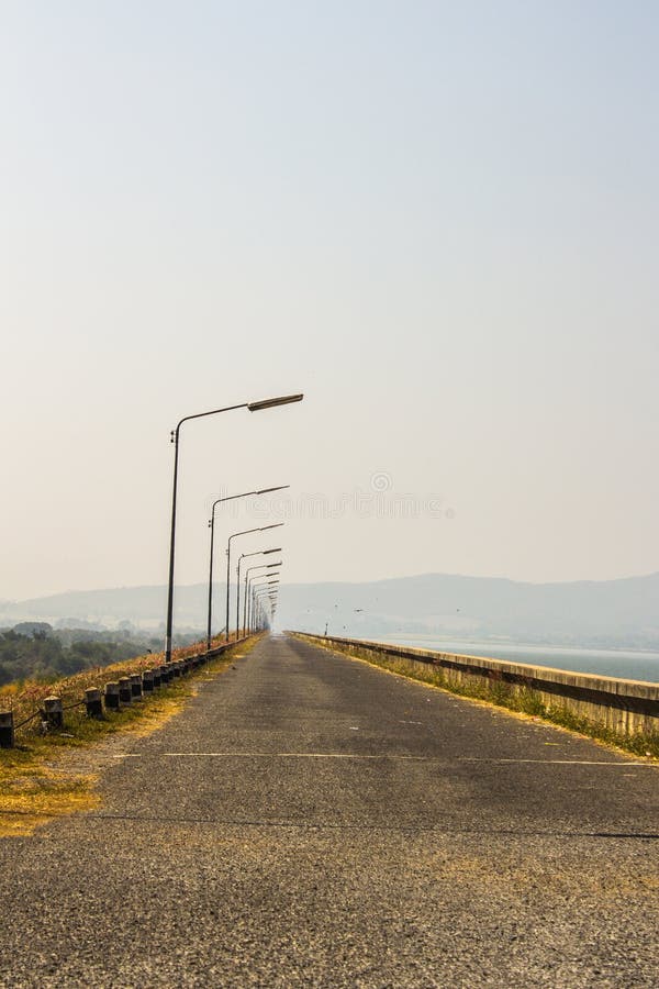 Local Road beside a Dam in Mountain Stock Image - Image of green ...