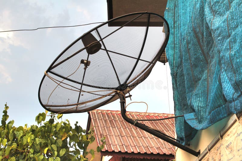 DIY Local Satellite Dish Made from Pan Stock Photo - Image of internet ...