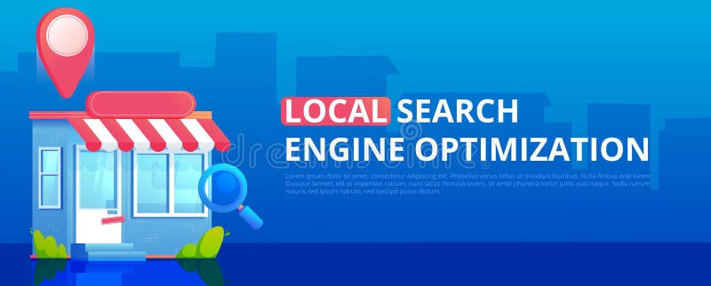 Local Seo Banner, Map and Shop in Realistic View. Stock Vector ...