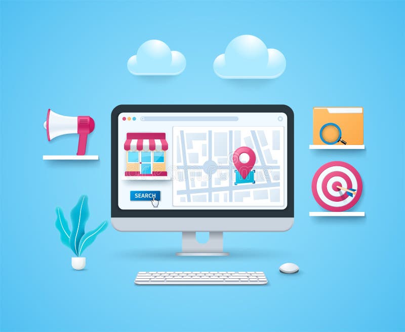 Local Search Marketing stock illustration. Illustration of listings ...