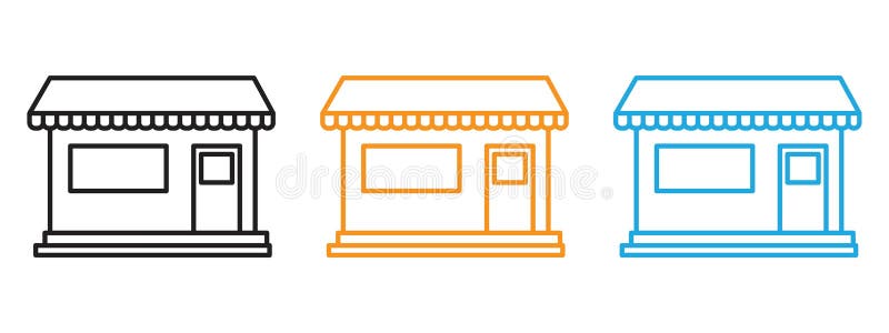 Local Store Icon Thin Line Illustration Set Stock Vector - Illustration ...