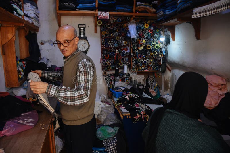 A Local Tailor in His Shop in Fez, Morocco. Editorial Photography ...