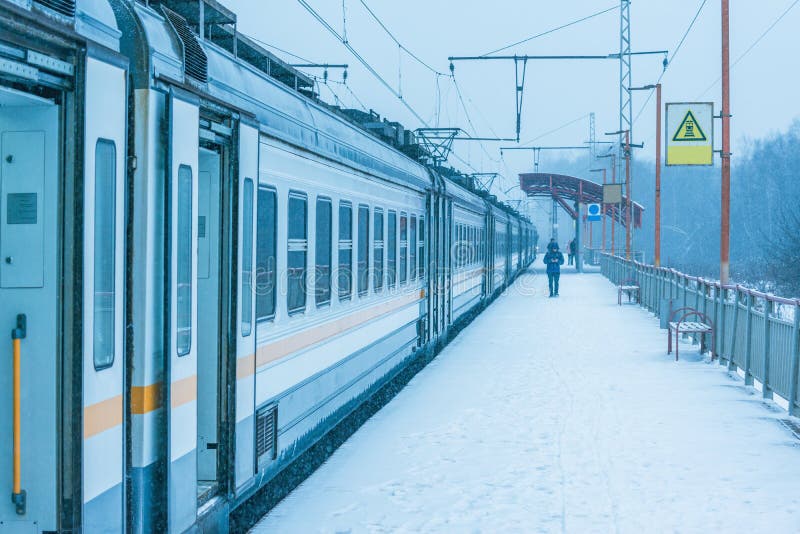 Local Train Stands by the Platform. Stock Photo - Image of schedule ...