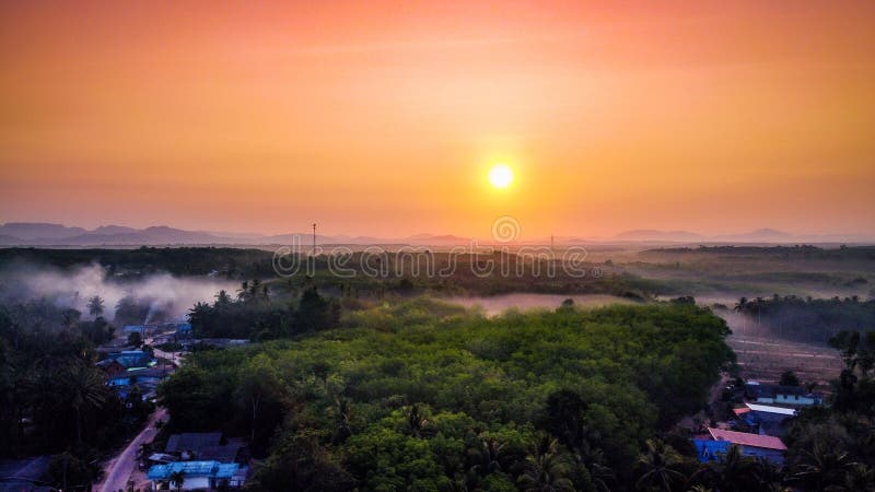 The Local Village in the in Early Morning with Sunrise Stock Image ...
