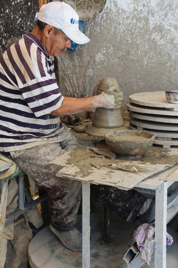 A Local Worker Forms a Ceramic Piece in Fez, Morocco. Editorial Stock ...