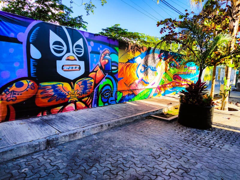 Local wrestling street art editorial photography. Image of city - 244427302