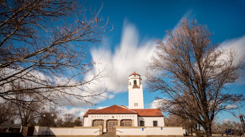 Locan Depot for Trais with Motion Blurr Clouds Stock Image - Image of ...