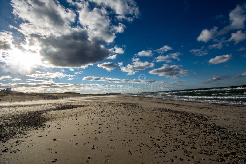 Empty Cape Cod Beach on a Bright Sunny, Cold, Windy Late Fall Day ...