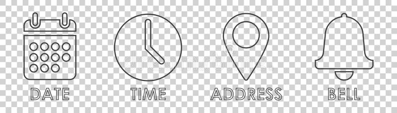 Address, Time, and Date Icon Vector. Stopwatch Timer Icon. Stock ...