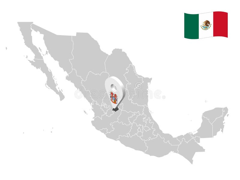 Location of Aguascalientes State on Map Mexico. 3d Location Sign of ...