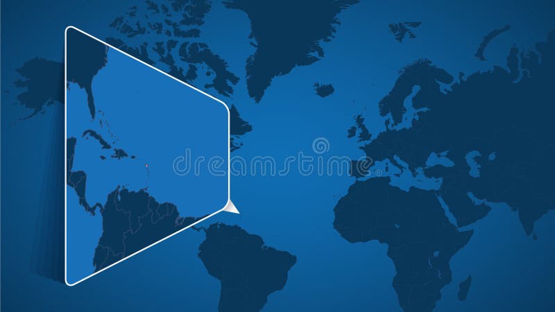 Location of Antigua and Barbuda on the World Map with Enlarged Map of ...