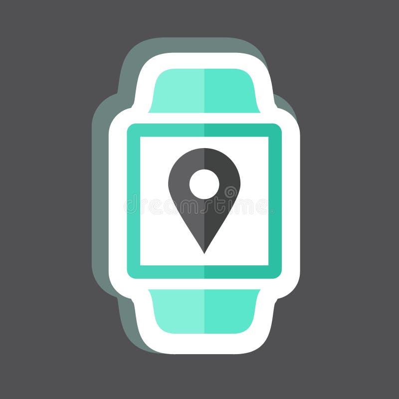 Location App Sticker in Trendy Isolated on Black Background Stock ...