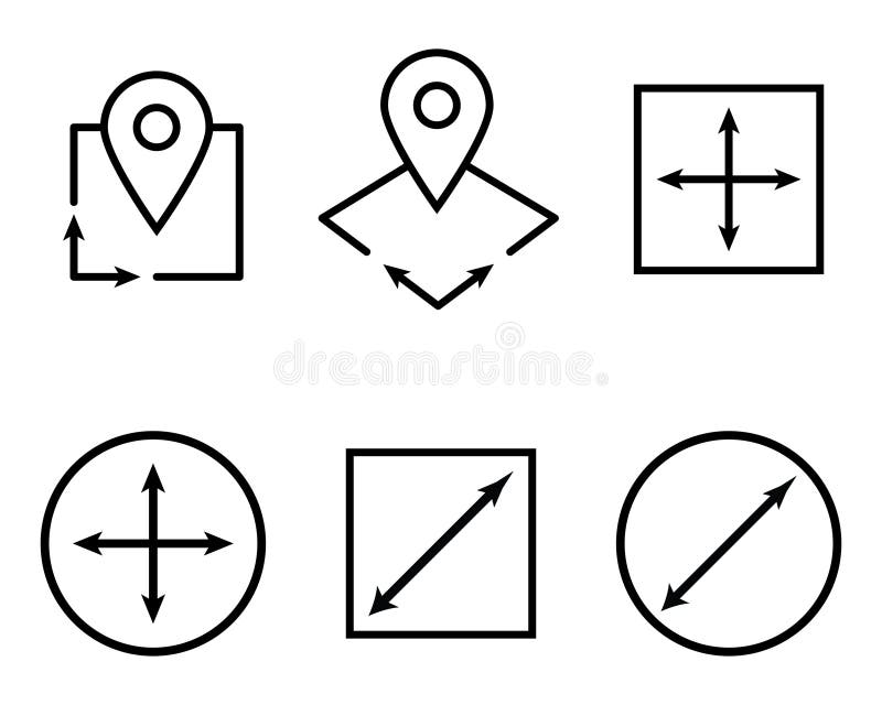 Location Area Icon Vector Illustration, Set of Map Pin Location Icons ...