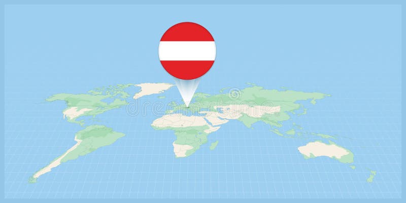Location of Austria on the World Map, Marked with Austria Flag Pin ...