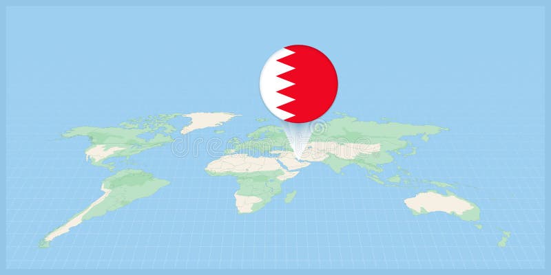 Location of Bahrain on the World Map, Marked with Bahrain Flag Pin ...