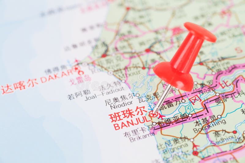 The Location of Banjul, the Capital of Gambia, on the Map Editorial ...
