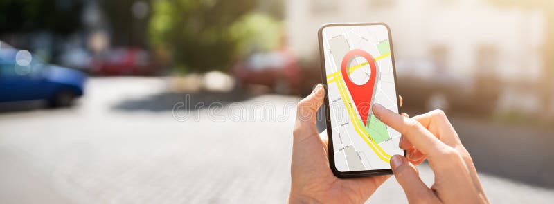 Location Based Marketing and GPS Map Search Stock Image - Image of ...