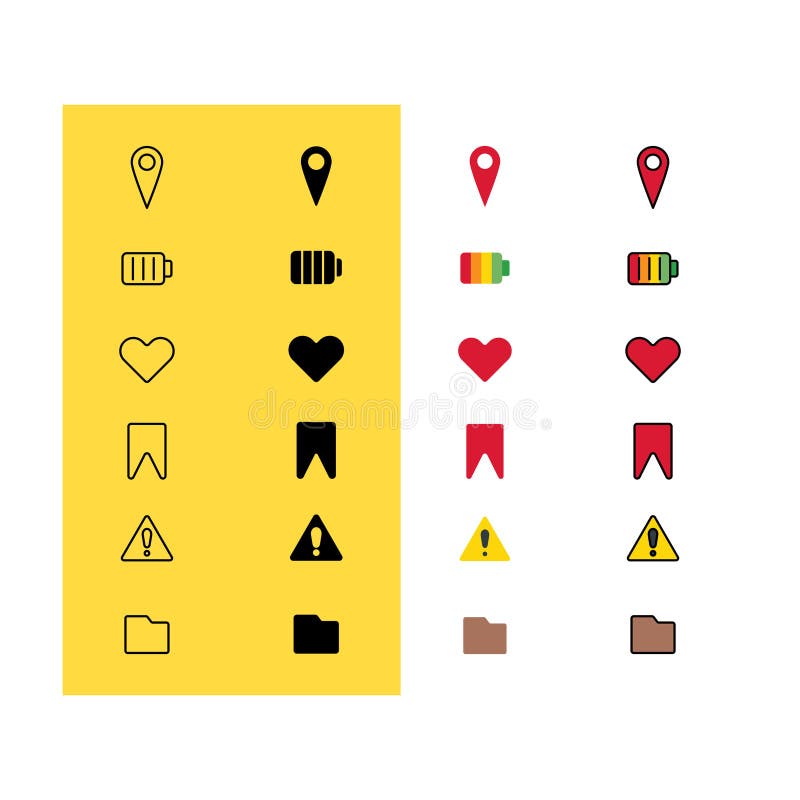 Location, Battery, Save, Folder, Web and App Icon Set Stock Vector ...
