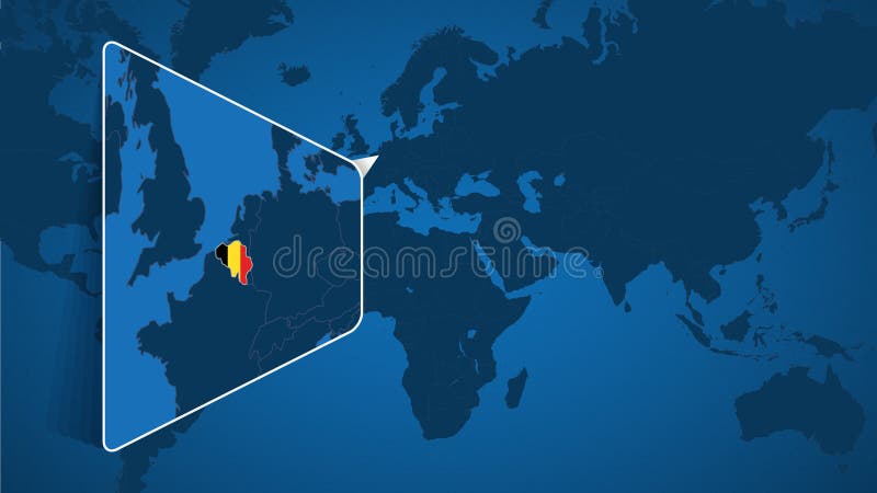 Location of Belgium on the World Map, Marked with Belgium Flag Pin ...