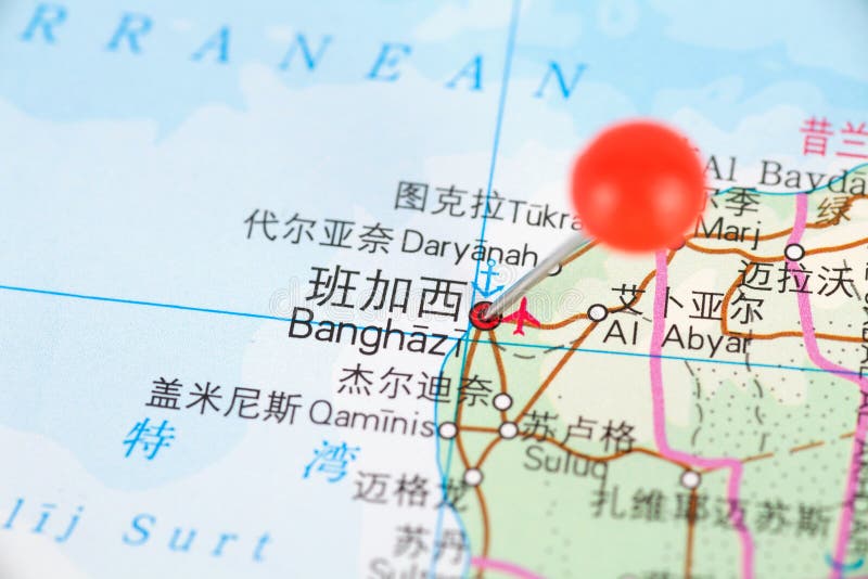 The Location of Benghazi on the Map Stock Image - Image of city, brush ...