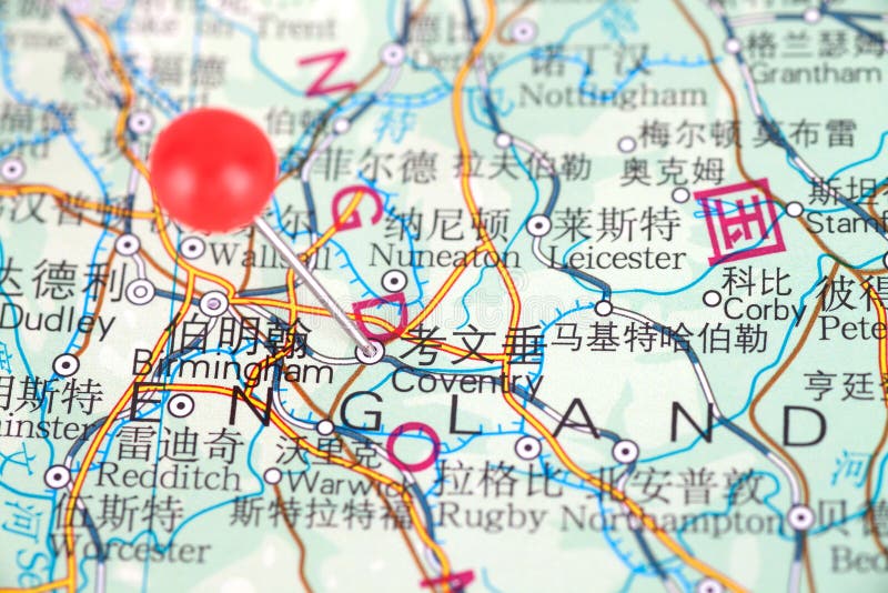 Location of the British City of Coventry on the Map Stock Image - Image ...