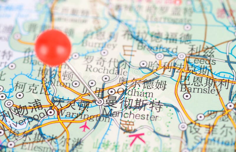 Location of the British City Manchester on the Map Stock Image - Image ...
