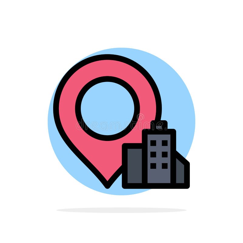 Location, Building, Hotel Abstract Circle Background Flat Color Icon ...