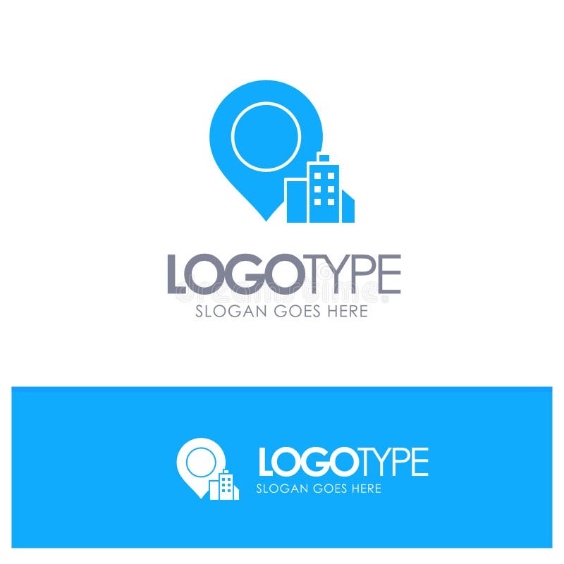 Location, Building, Hotel Blue Solid Logo with Place for Tagline Stock ...