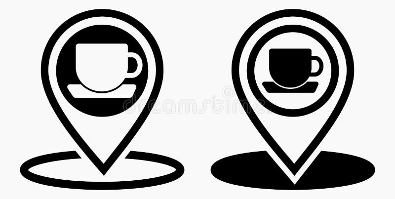 Location of the Cafe. GPS and Cup Stock Vector - Illustration of ...