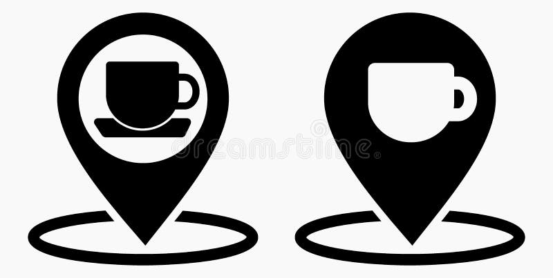 Location of the Cafe. GPS and Cup Stock Vector - Illustration of button ...