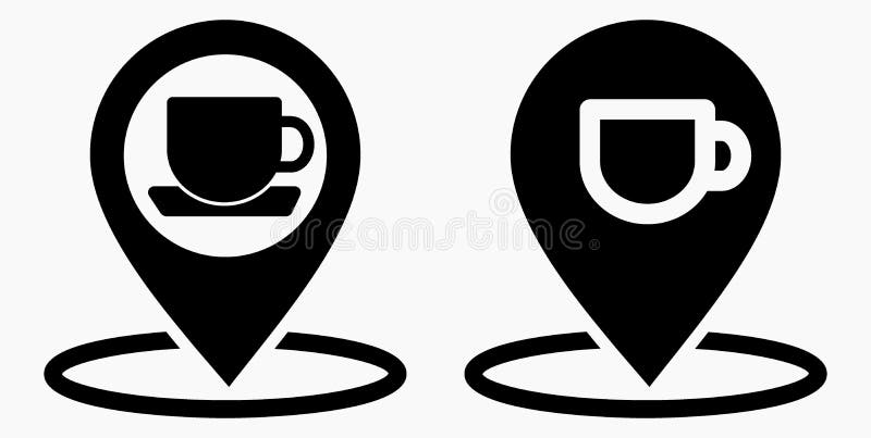 Location of the Cafe. GPS and Cup Stock Vector - Illustration of vector ...