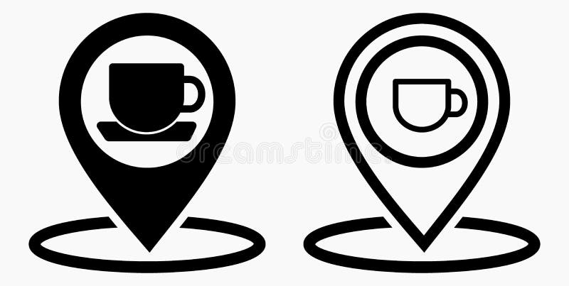 Location of the Cafe. GPS and Cup Stock Vector - Illustration of icon ...