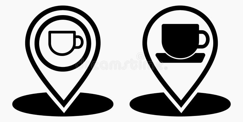 Location of the Cafe. GPS and Cup Stock Vector - Illustration of meal ...