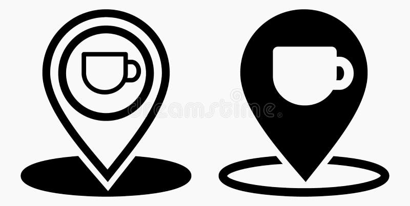 Location of the Cafe. GPS and Cup Stock Vector - Illustration of logo ...