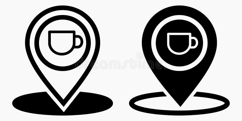 Location of the Cafe. GPS and Cup Stock Vector - Illustration of vector ...