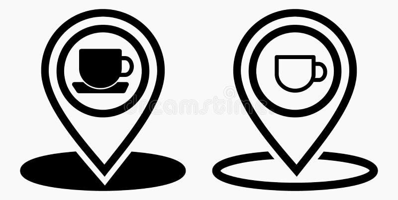 Location of the Cafe. GPS and Cup Stock Vector - Illustration of ...